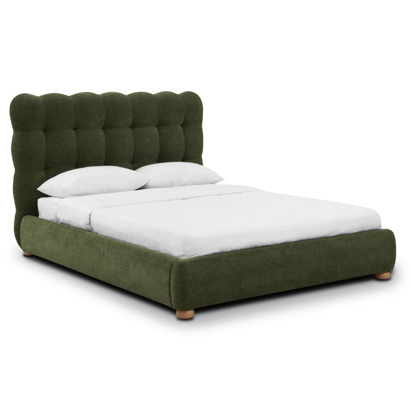 Hokku Designs Leda Velvet Queen Bed in Mello Green | Wayfair